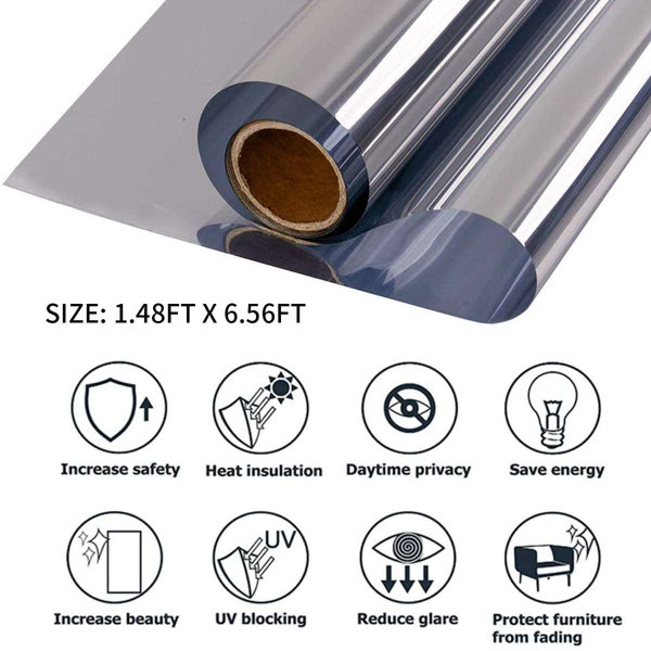 Symple Stuff Window Film One Way Daytime Privacy Static Cling Sun Blocking Anti UV Reflective ...